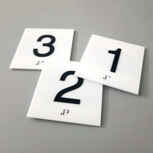 Square ADA Compliant Room Number Signs Custom ADA Number Plaques
