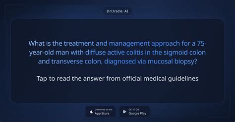 What Is The Treatment And Management Approach For A 75 Year Old Man With Diffuse Active Colitis