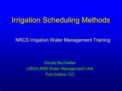 Irrigation Scheduling Methods Presentation