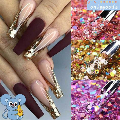 Only ผงกลิตเตอร์เลื่อม แวววาว แวววาว หลากสี สําหรับตกแต่งเล็บ แต่งหน้า 50 กรัม ต่อถุง