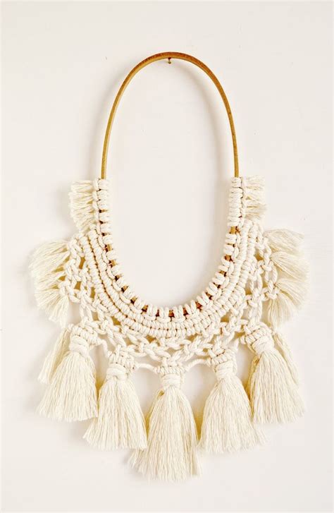 Oval Wood Framed Macrame Wall Hanging Tassel Wallhanging Living