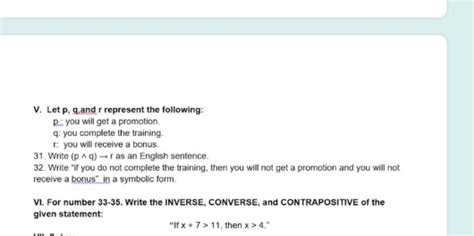 Solved V Let P G And R Represent The Following P You W Algebra