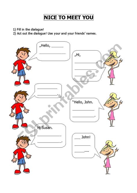 Nice To Meet You ESL Worksheet By Me Berktold