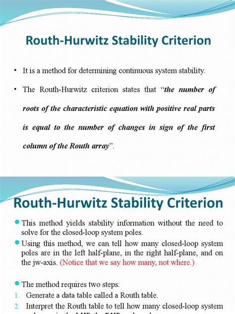 Stabilty Routh Hurwitz Pdf Stability Theory Mathematics