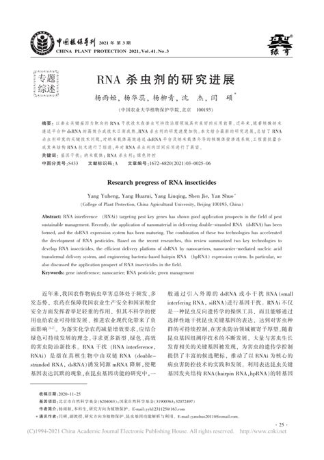 Pdf Research Progress Of Rna Insecticides