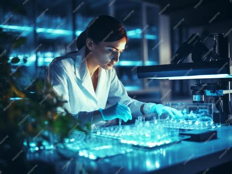 Premium Ai Image Female Scientist Conducting Experiments In A High