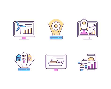 Digital Twin Rgb Color Icons Set 2969774 Vector Art At Vecteezy