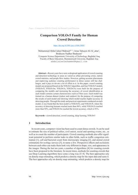 PDF Comparison YOLOv5 Family For Human Crowd Detection