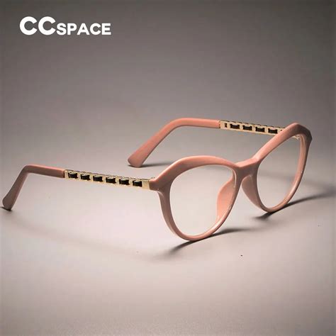 Ccspace 45525 Ladies Khaki Pink Square Glasses Frames Women Metal