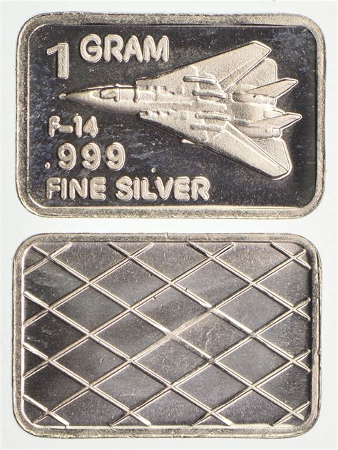 F 14 Stealth Plane 1 Gram 999 Fine Silver Custom Designed Silver Bar Property Room