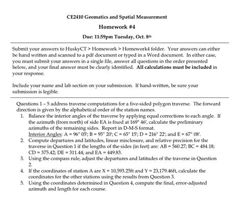 Solved Ce2410 Geomatics And Spatial Measurement Homework 4