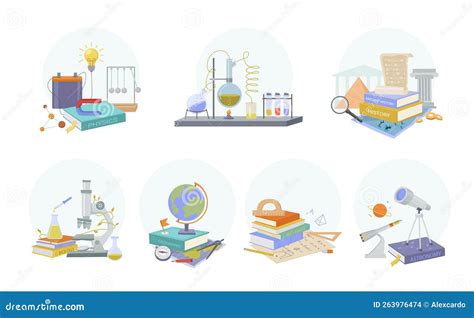 Science Ensemble De Symboles De Léducation Histoire Géographie Chimie