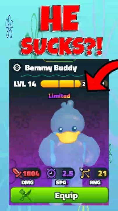 Bemmy Buddy Is Now Here Sponebob Td Roblox Towerdefense Bemmy