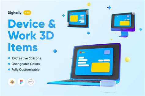 数字化设备和办公主题3d图标集 Blend 云瑞设计