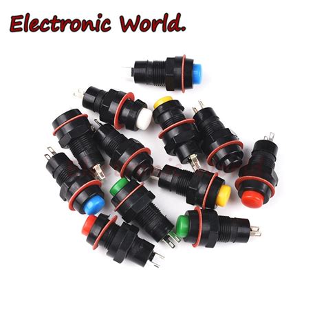 5pcs Set DS 211 213 Round Button Switch Red Green With Lock Self Locking Self Reset Small Hole