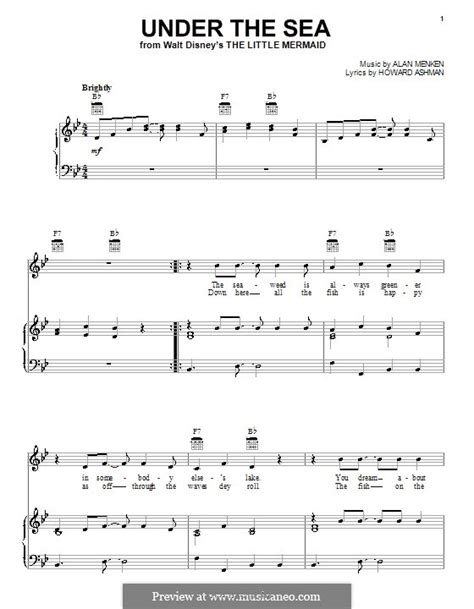 Under The Sea From The Little Mermaid By A Menken On Musicaneo