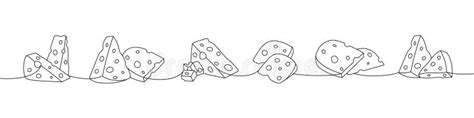 Cheese Products Set One Line Continuous Drawing Different Types Of