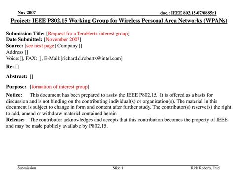 Nov 2007 Project IEEE P Working Group For Wireless Personal Area