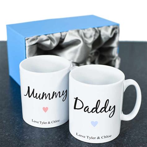 Personalised Mummy And Daddy Mug Set