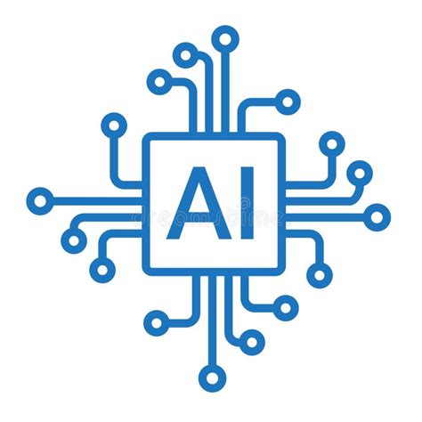 artificial intelligence icon simple ai system logo microchip processor ai stock vector