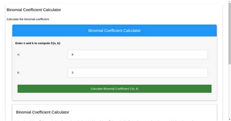 Binomial Coefficient Calculator