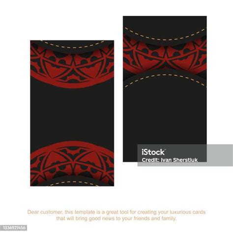 텍스트와 고급스러운 패턴을 위한 공간이 있는 인쇄 즉시 인쇄할 수 있는 명함 디자인 빨간색 장식품이 있는 검은색 명함 세트 0명에 대한 스톡 벡터 아트 및 기타 이미지