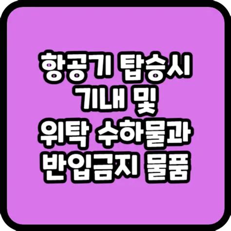 항공기 탑승시 기내 및 위탁 수화물과 반입금지 물품