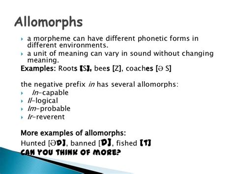 Aula 1 Morphemes And Allomorphs