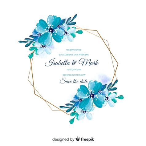 Convite De Casamento Em Aquarela Moldura Floral Vetor Grátis