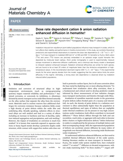 Pdf Dose Rate Dependent Cation And Anion Radiation Enhanced Diffusion