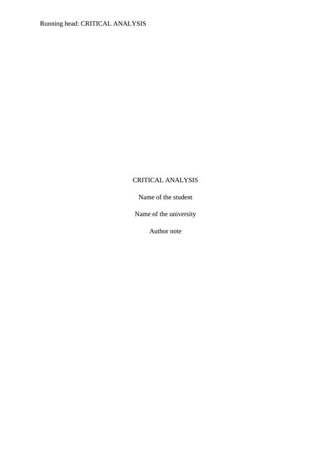 Assignment On What Is Critical Analysis