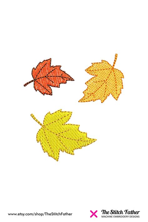 Mini Autumn Leaves Machine Embroidery Design Small Etsy Uk