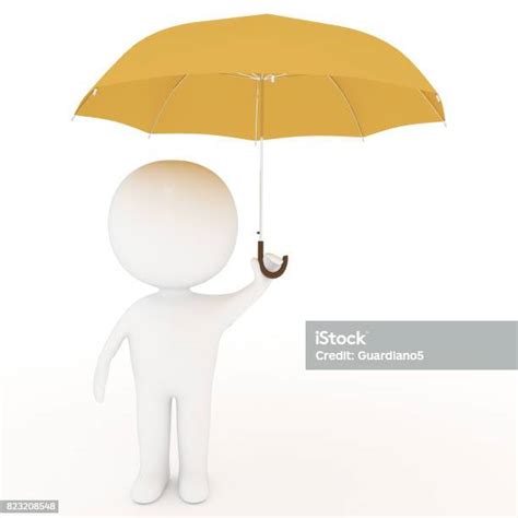 작은 흰 사람들이 3d 렌더링에 고립 된 백색 배경에 노란 우산 개최 계절에 대한 스톡 사진 및 기타 이미지 계절 기업 재무와 산업 날씨 Istock
