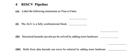 Solved 4 RISCV Pipeline A Label The Following Statements Chegg