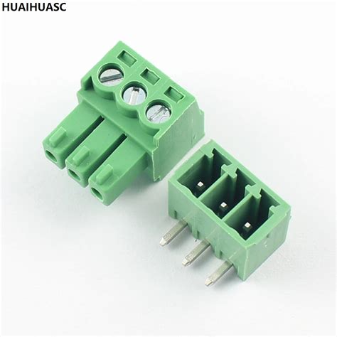 10sets Female And Male 3 5mm Pitch 3 Pin Way Right Angle Screw
