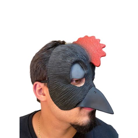Fantasia Máscara de Urubu preto metade do rosto de Látex no Shoptime
