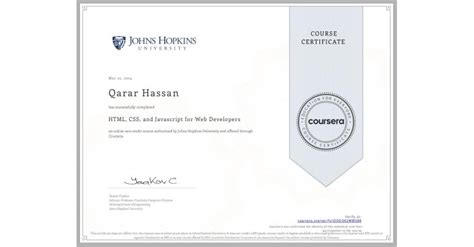 qarar hassanin on linkedin completion certificate for html css and