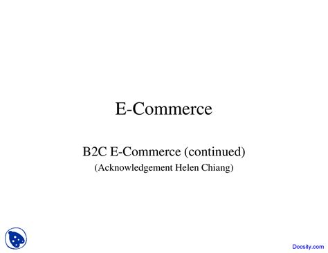 E Commerce Information E Commerce Lecture Slides Slides Fundamentals Of E Commerce Docsity
