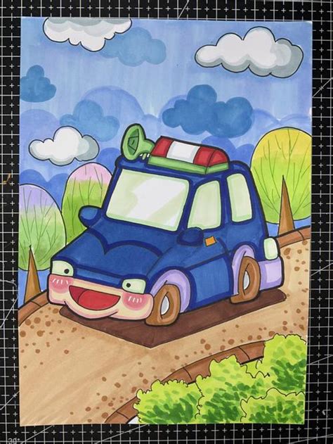 儿童画汽车 儿童画汽车简单画法在马路上 苗苗知道