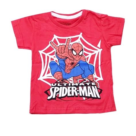 Camiseta Infantil de Personagem Super herói Homem Aranha Vermelho