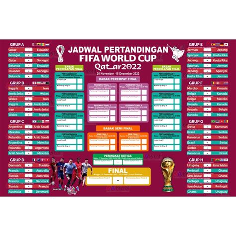 Jual Poster Jadwal Piala Dunia 2022 Qatar Shopee Indonesia