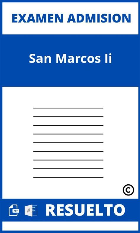 Examen De Admision San Marcos Ii Resuelto 2025