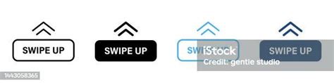 Slide Drag Button Line And Silhouette Color Icon Set Swipe Up Button Arrow Creative Symbol