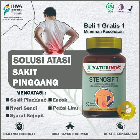 Jual Obat Sakit Pinggang Encok Pegal Linu Nyeri Sendi Otot Herbal STENOSIFIT Naturindo Shopee