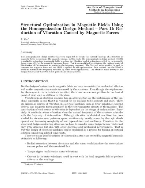 pdf structural optimization in magnetic fields using the