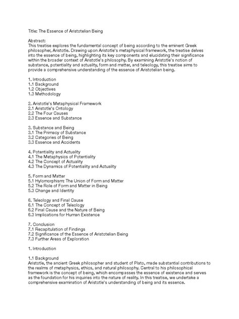 Aristotles Rambling Speech On Being Pdf Substance Theory Aristotle