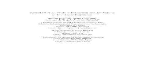 Kernel Pca For Feature Extraction And Denoising In Non Linear