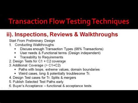 Software Testing Methodologies Transaction Flow Testing Techniques