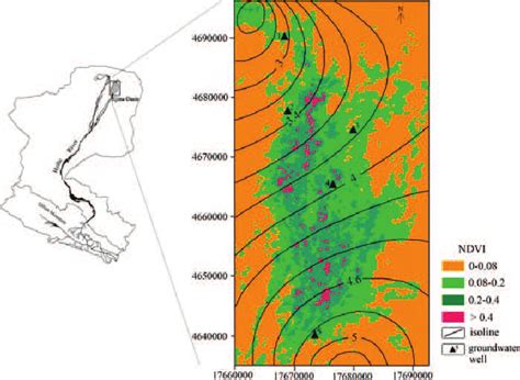 Contour Map Of The Groundwater Depth In The Ejina Oasis Overlaid Over Download Scientific