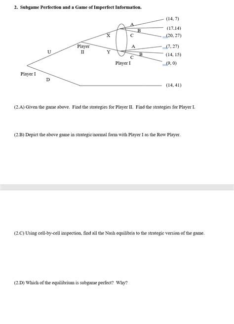Solved 2 Subgame Perfection And A Game Of Imperfect